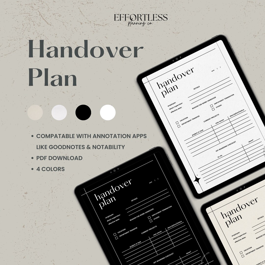 Offboarding Planner, Human Resources, Employee Handover Plan, Printable ...