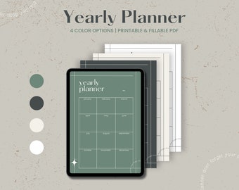 Yearly Overview, Year at a Glance, Yearly Digital Planner Template for ...