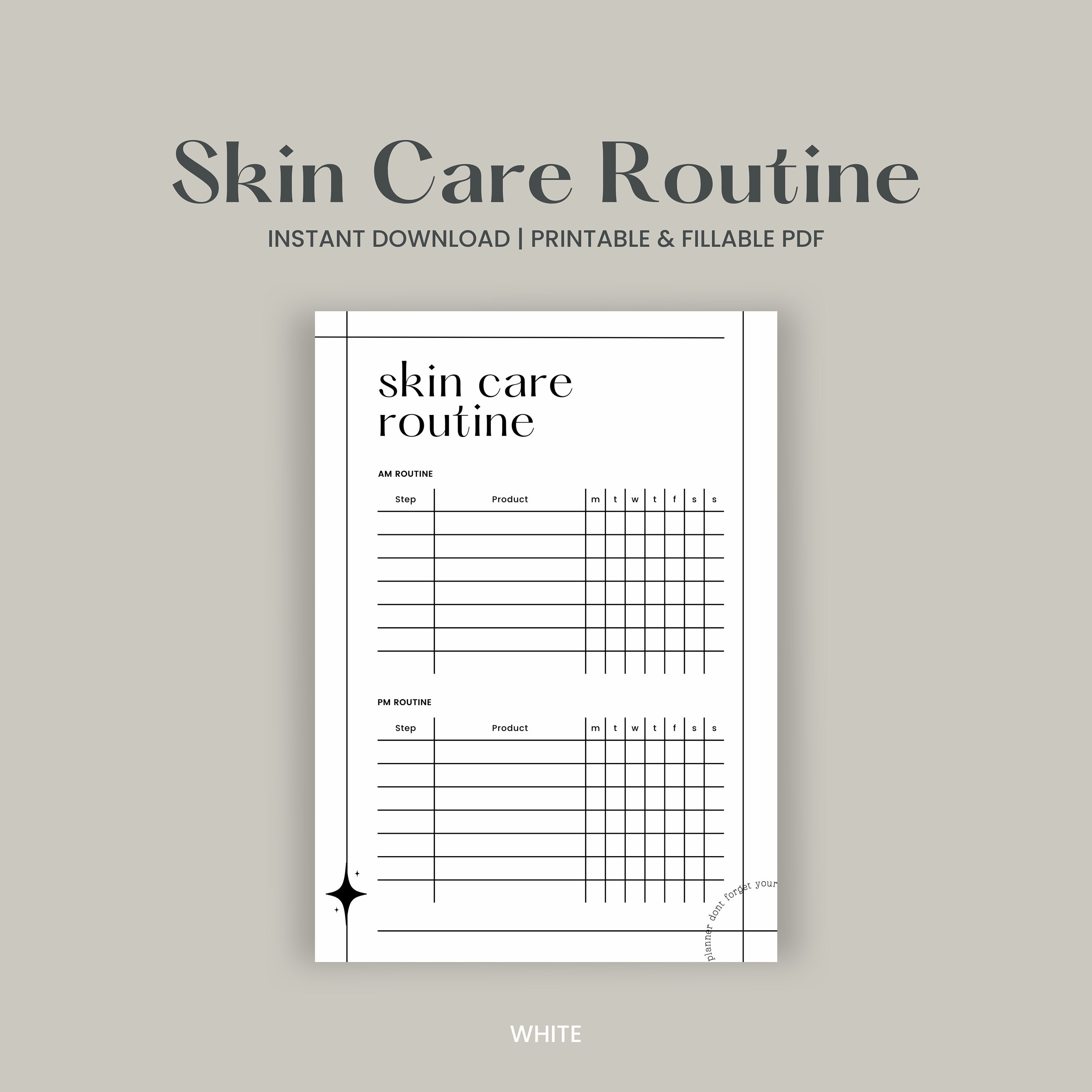 Skincare Routine Planner Printable, Beauty Planner, Daily Self Care ...