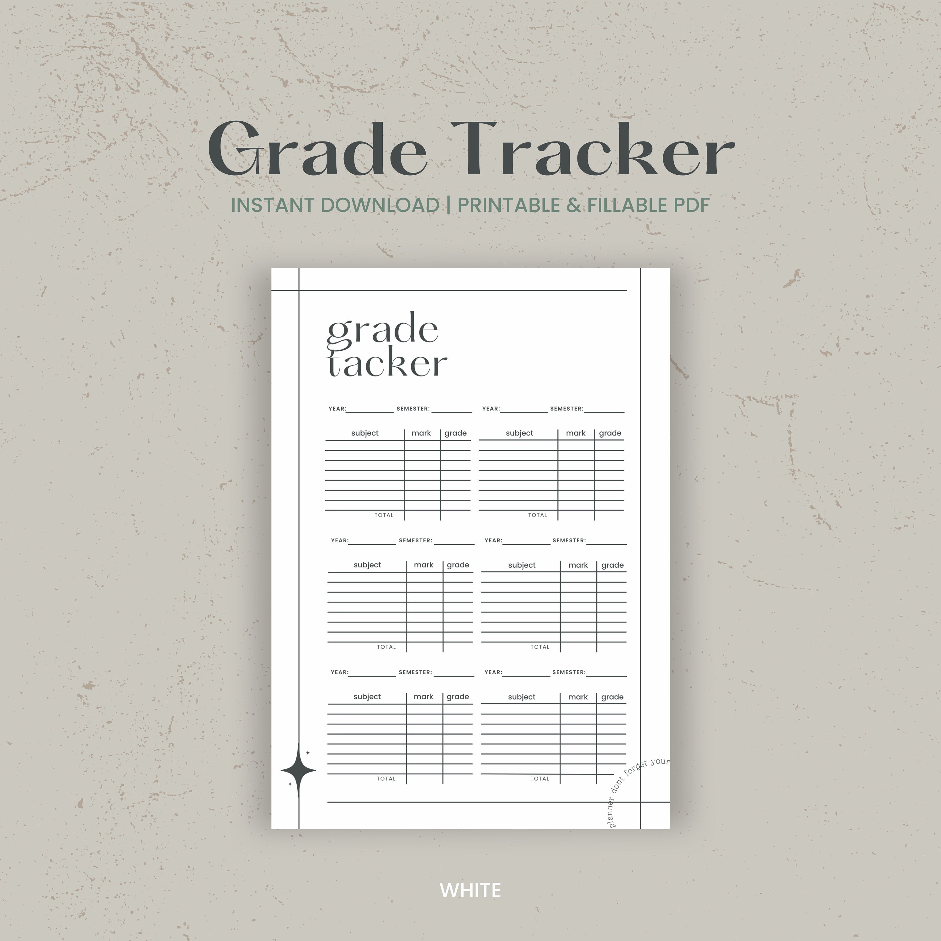 Printable Grade Tracker for Students Grade Tracker Student Grade ...