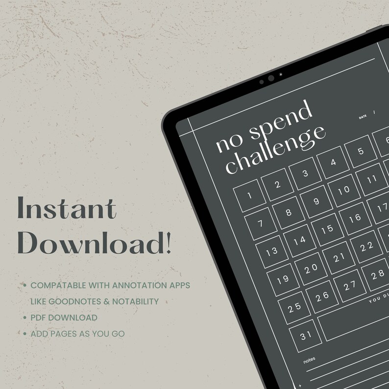 No Spend Challenge Tracker Digital Planner Template for Goodnotes on ...