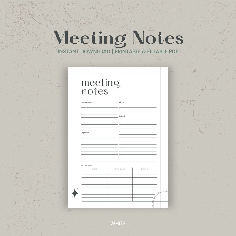 Simple Meeting Notes, Digital Meeting Minutes Template for iPad ...