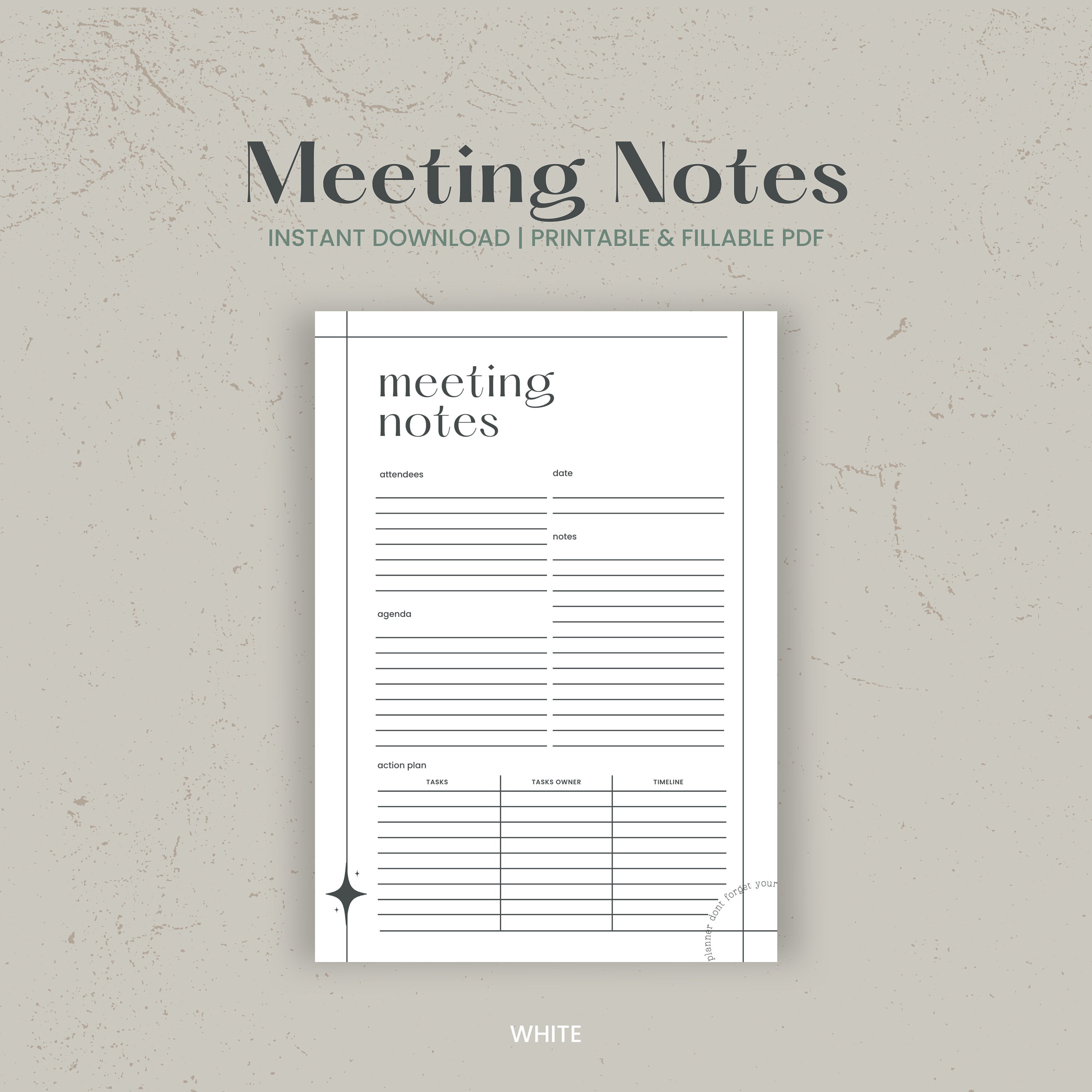 Simple Meeting Notes, Digital Meeting Minutes Template for iPad ...