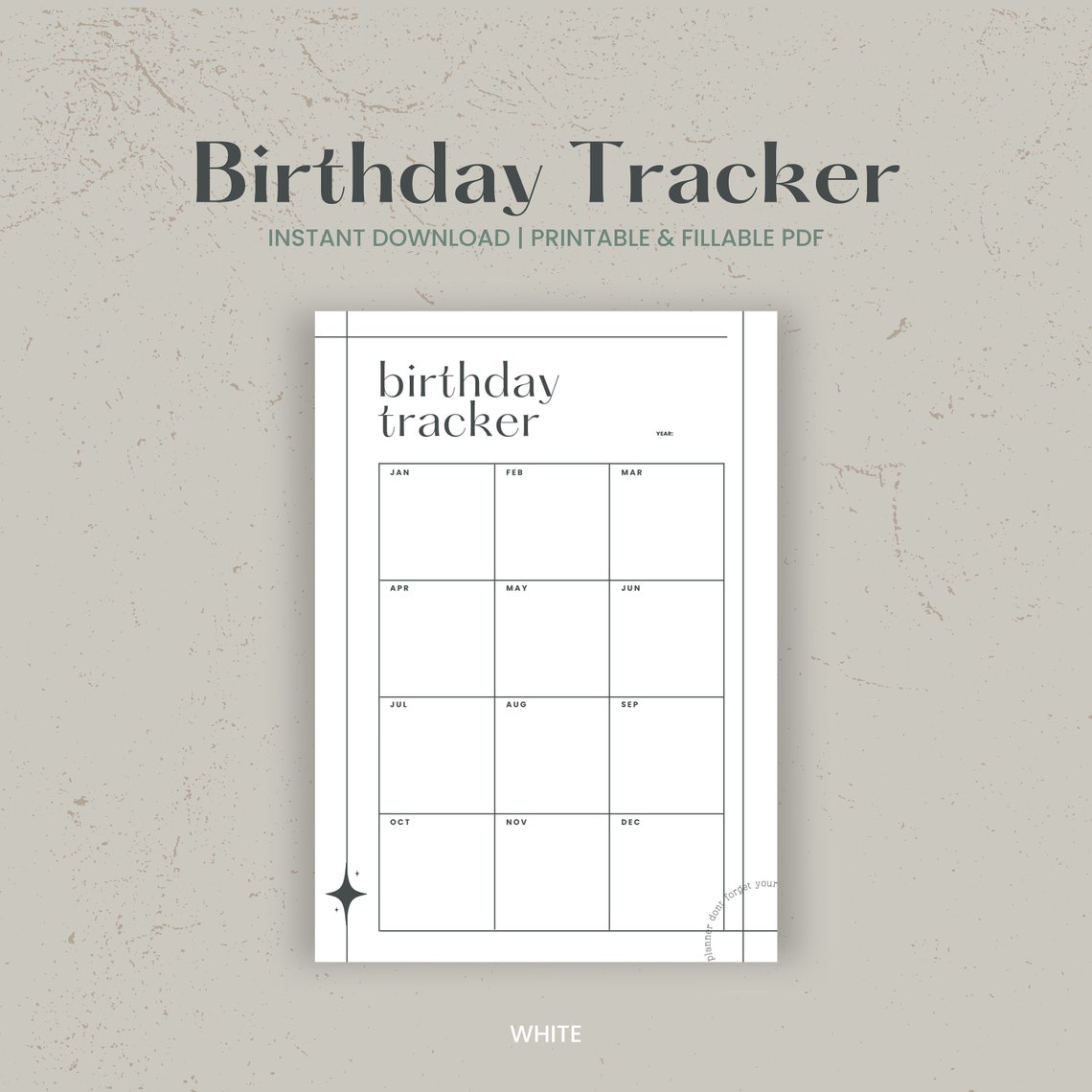 Birthday Tracker, Birthday Log, Important Dates, Birthdays, Yearly ...