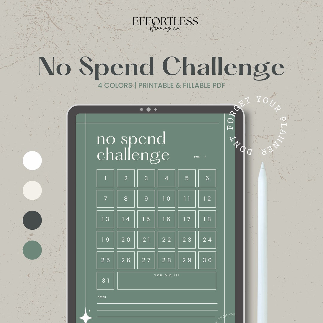 No Spend Challenge Tracker Digital Planner Template for Goodnotes on ...