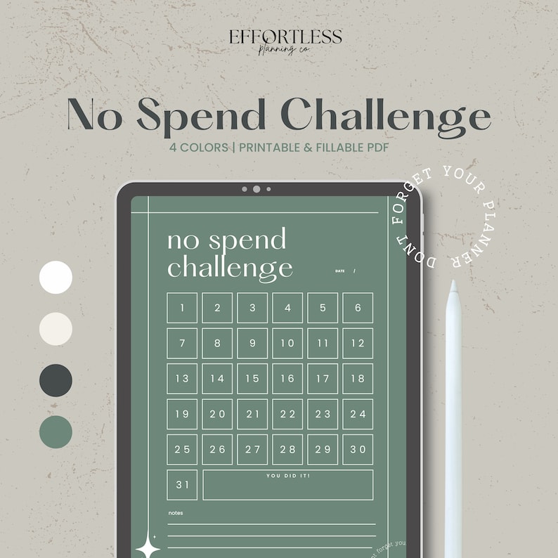 No Spend Challenge Tracker Digital Planner Template for Goodnotes on ...