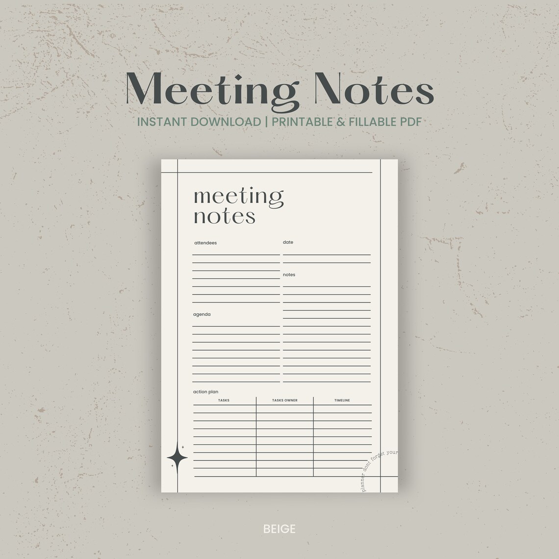 Simple Meeting Notes, Digital Meeting Minutes Template for iPad ...