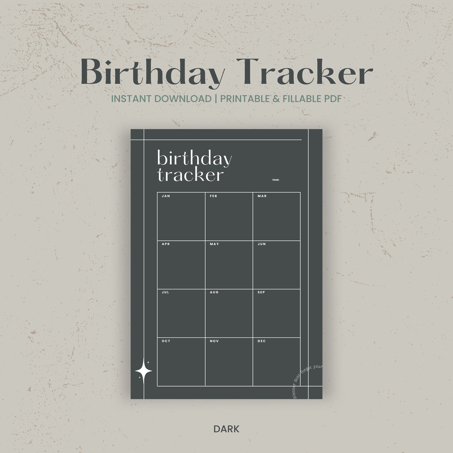 Birthday Tracker, Birthday Log, Important Dates, Birthdays, Yearly ...