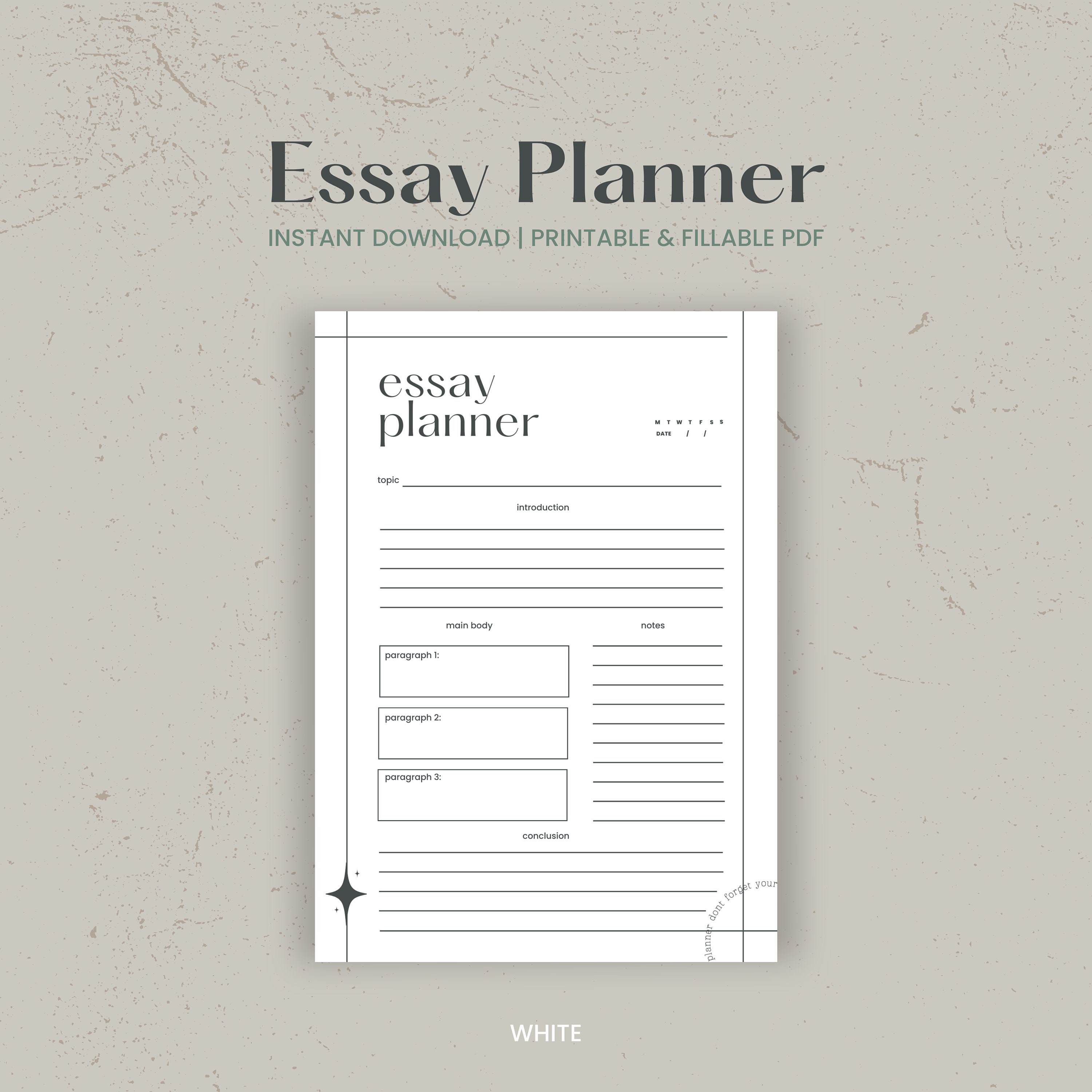 Essay Planner Template Digital, Essay Writing Plan Goodnotes iPad ...