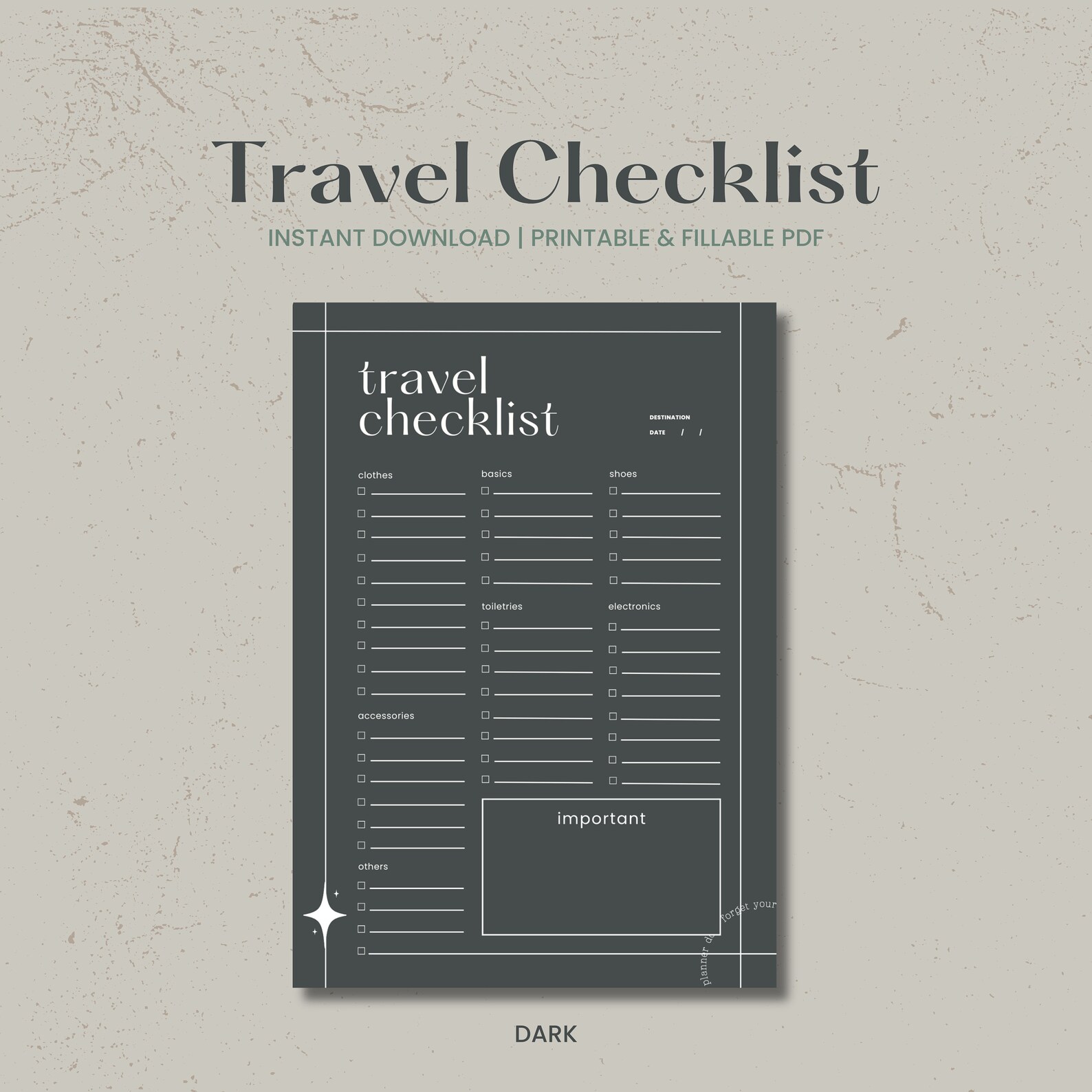 Travel Checklist Digital Printable Travel Checklist Travel - Etsy