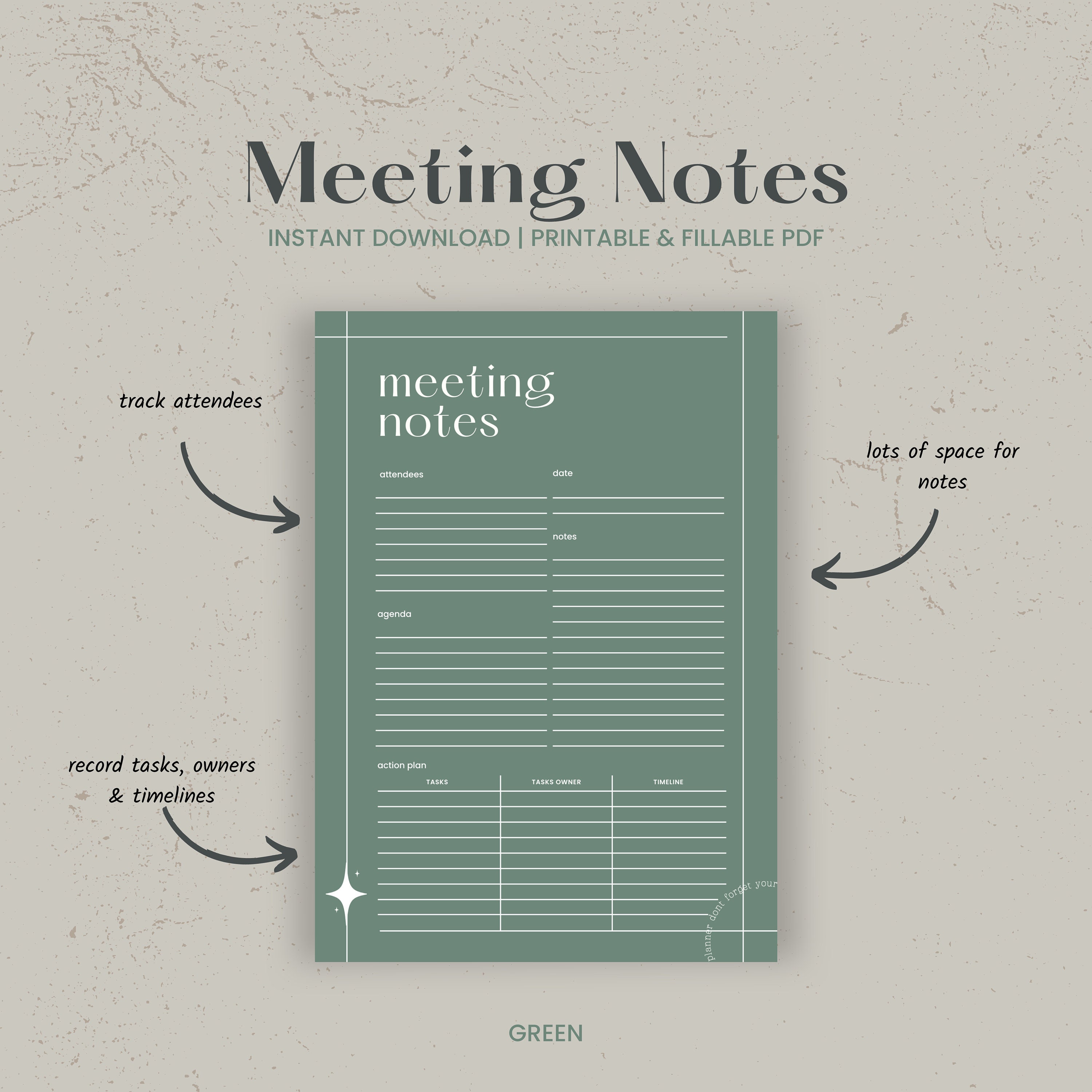 Simple Meeting Notes, Digital Meeting Minutes Template for iPad ...