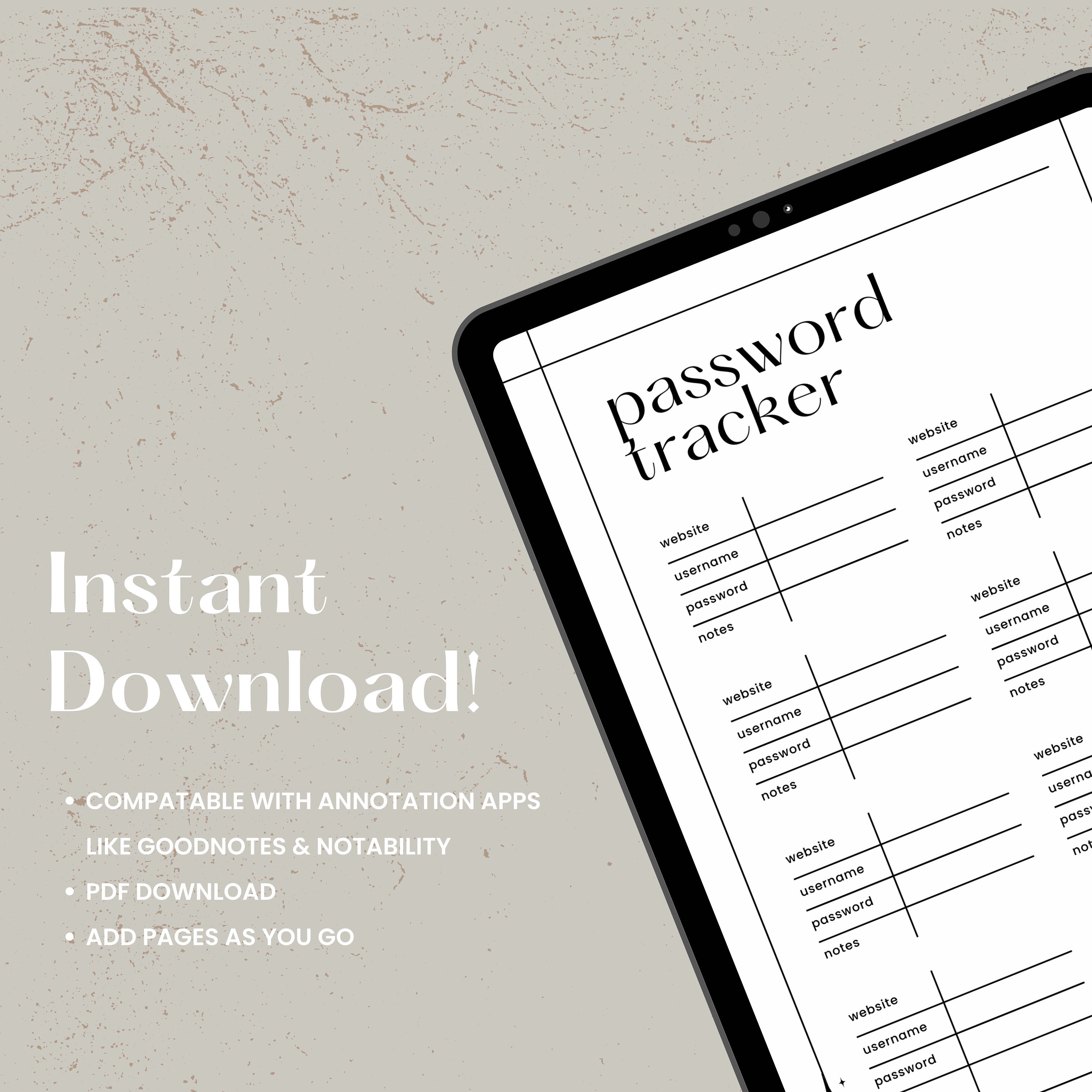 Password Tracker Printable & Fillable, Password Keeper, Password ...