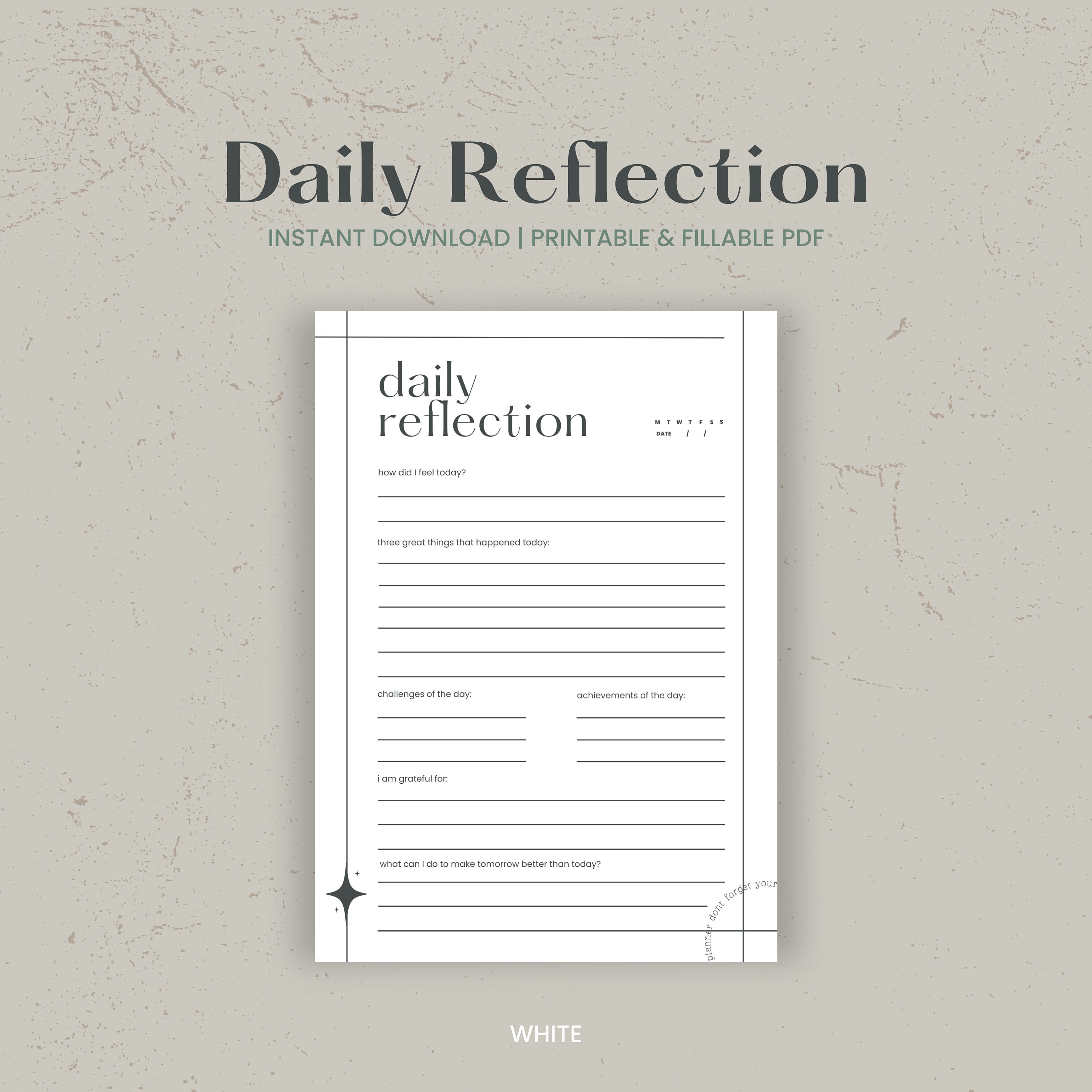 Printable Daily Reflection Digital Daily Reflection Journal | Daily ...