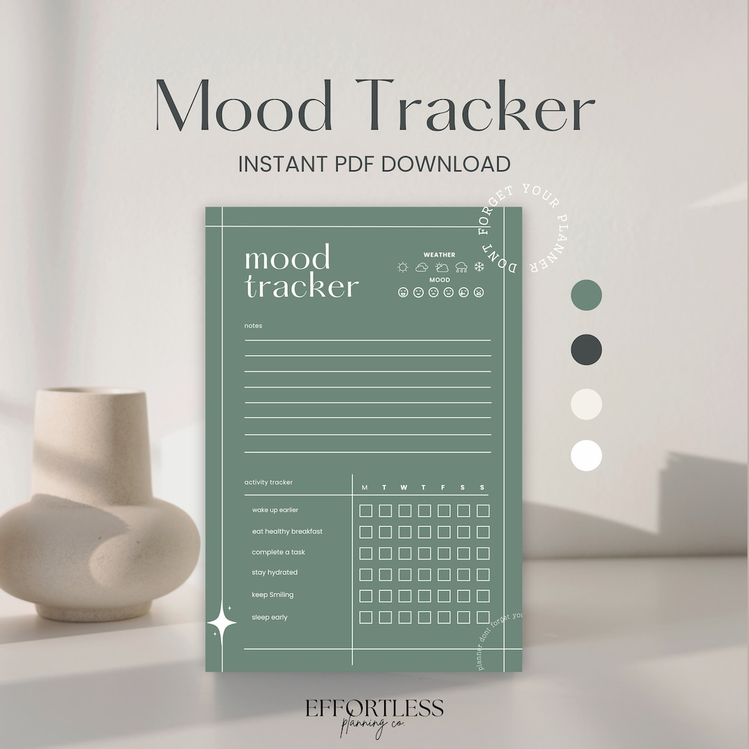 Daily Mood Tracker, Printable Mood Track, Emotion Tracker, Self Care ...