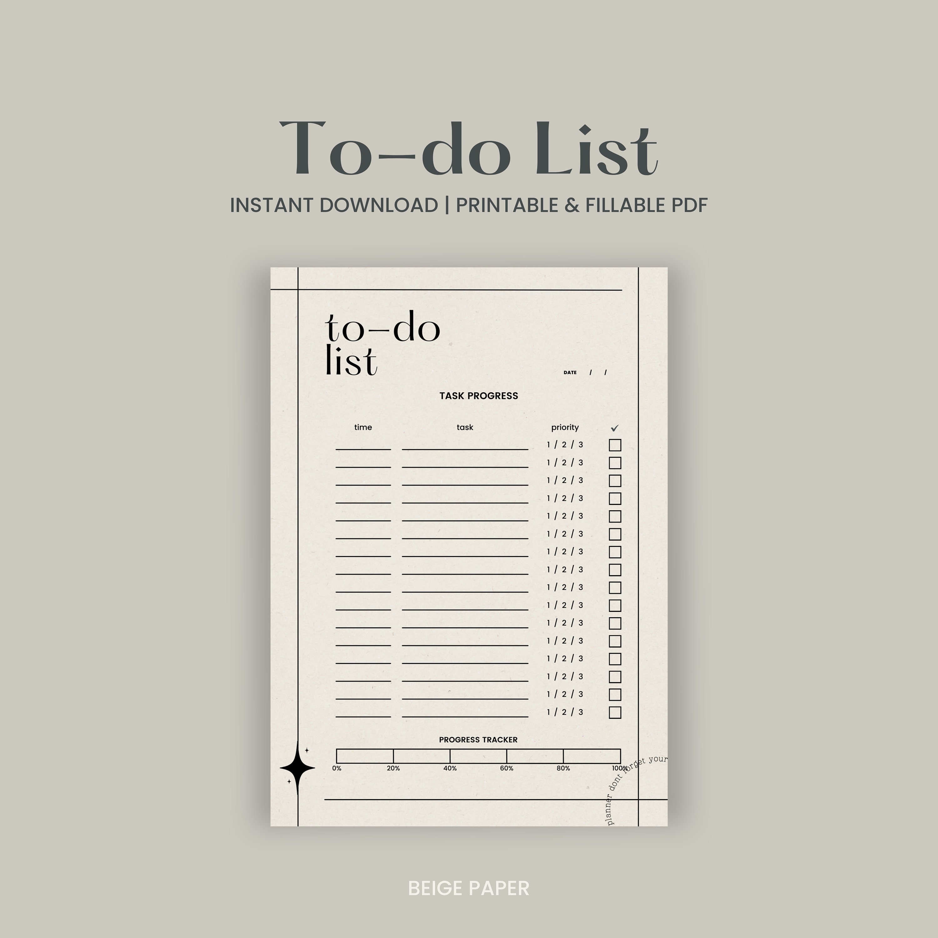Minimal to Do List Printable I Simple Tasks List Template I ...