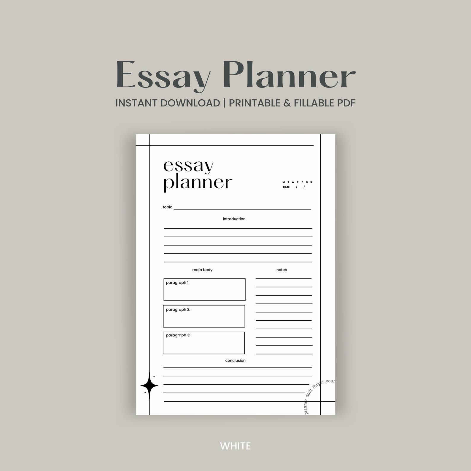 Essay Planner Template Digital, Essay Writing Plan Goodnotes iPad ...