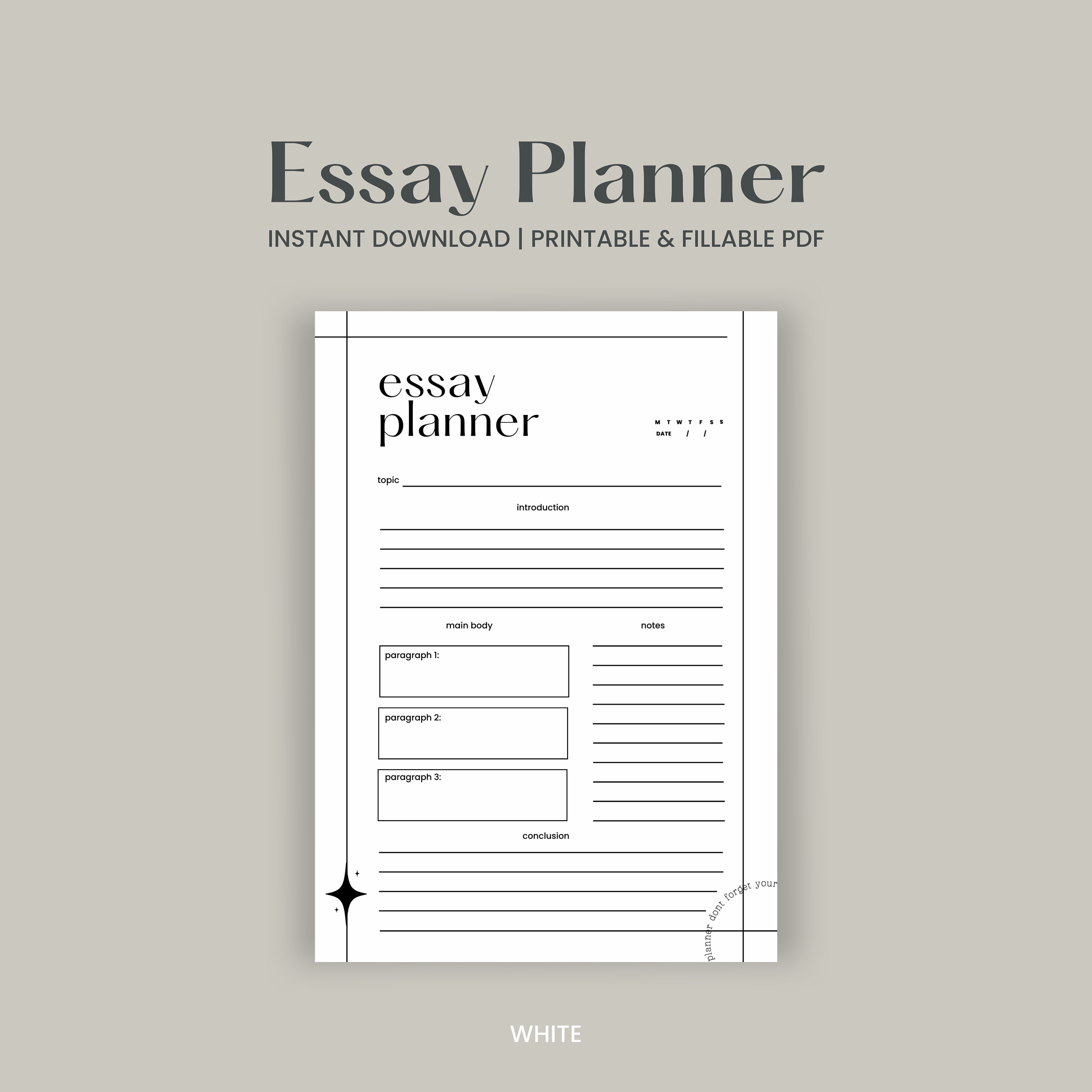 Essay Planner Template Digital, Essay Writing Plan Goodnotes iPad ...