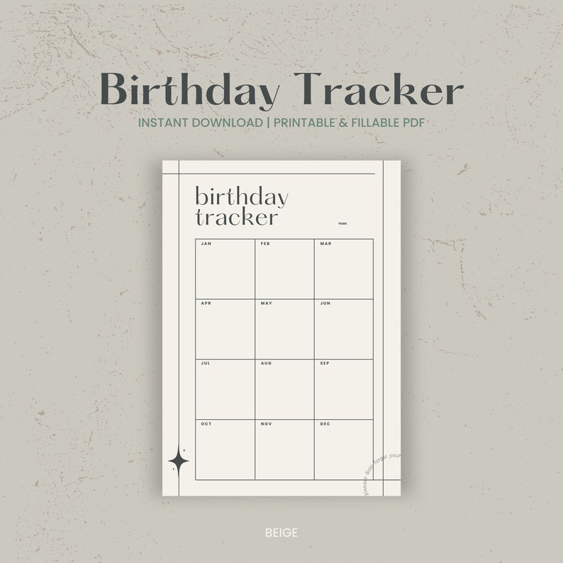 Birthday Tracker, Birthday Log, Important Dates, Birthdays, Yearly ...