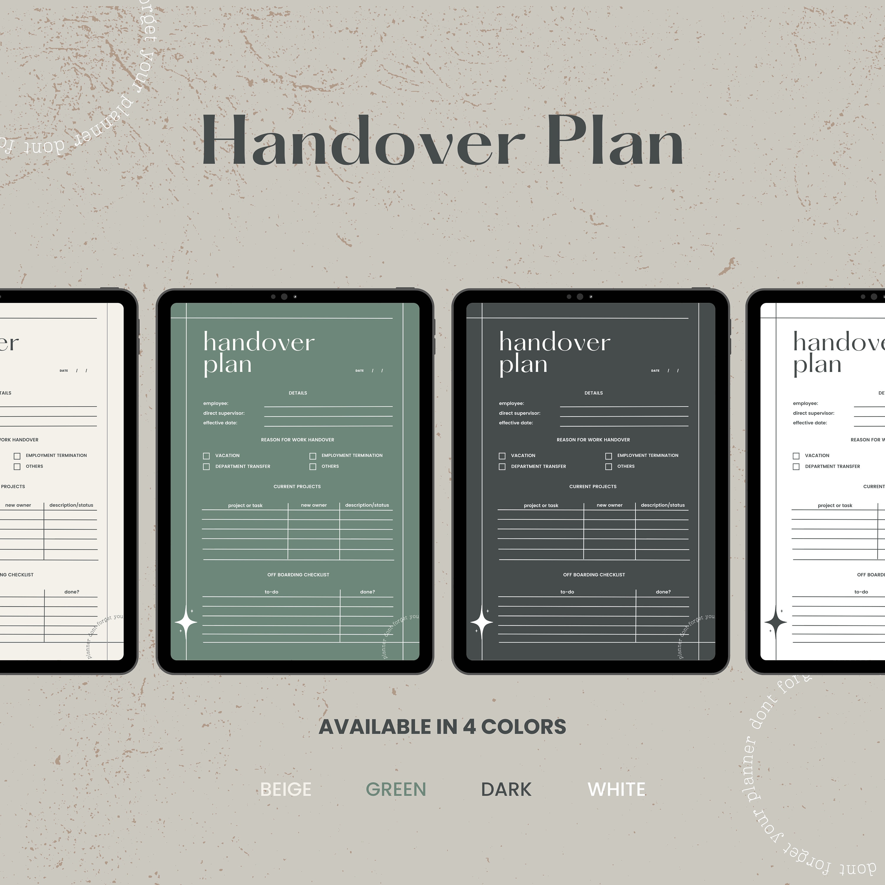 Offboarding Checklist Form, Human Resources, Employee Handover Plan ...