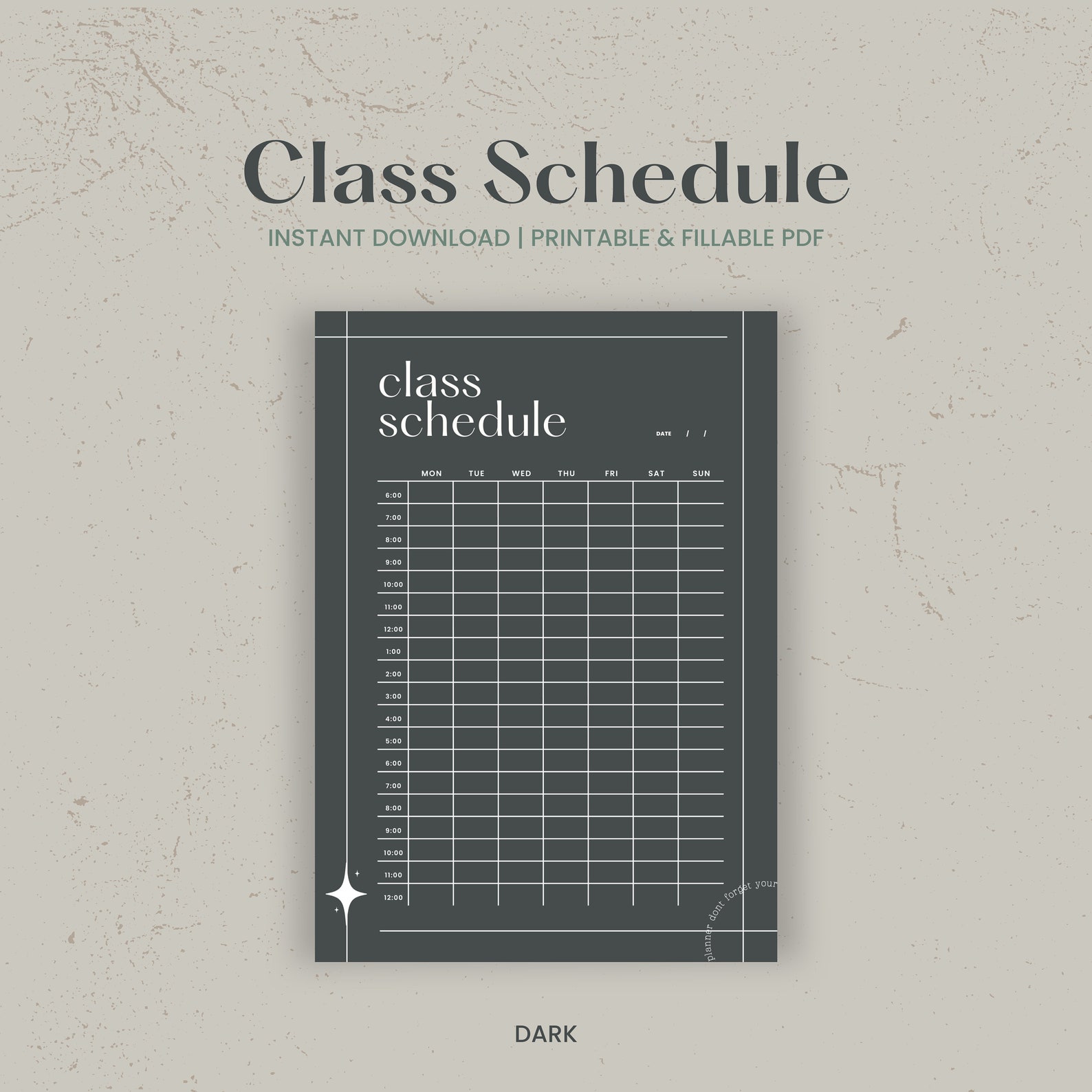 Weekly Class Timetable Printable, Class Schedule, Student Planner ...
