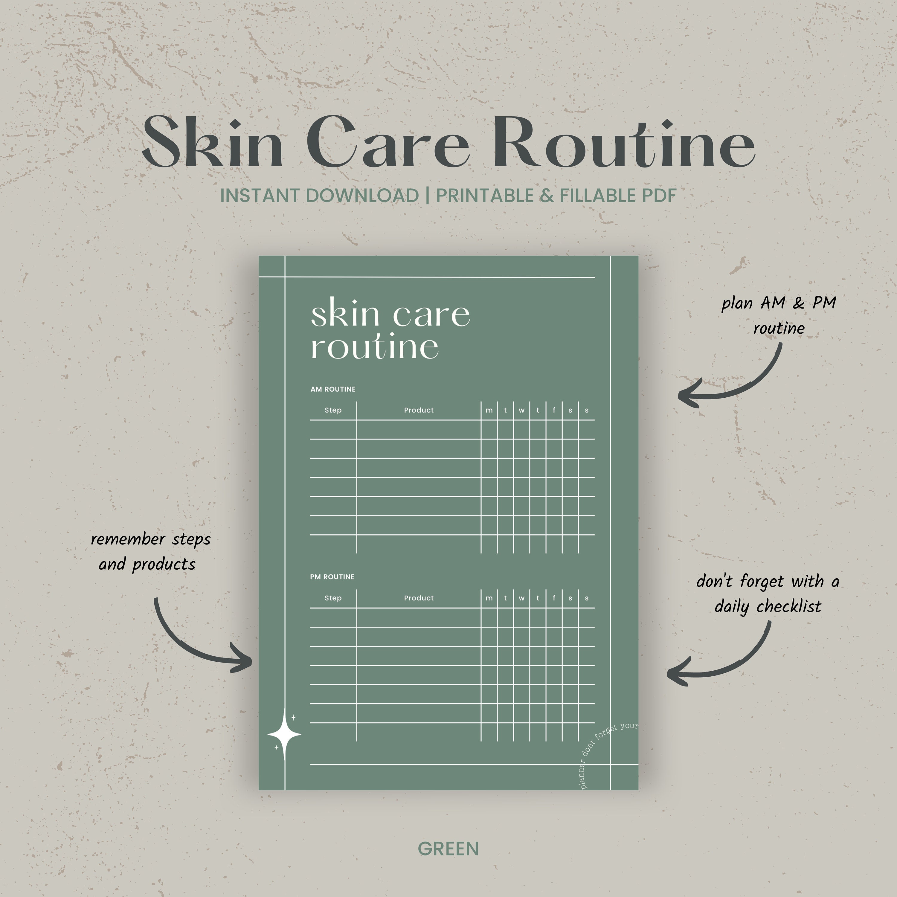 Skincare Routine Planner Printable, Beauty Planner, Daily Self Care ...