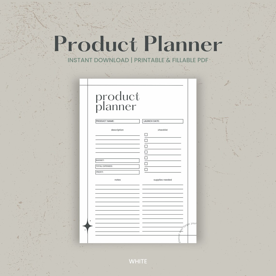 New Product Planner Printable, Product Development, Product Launch ...