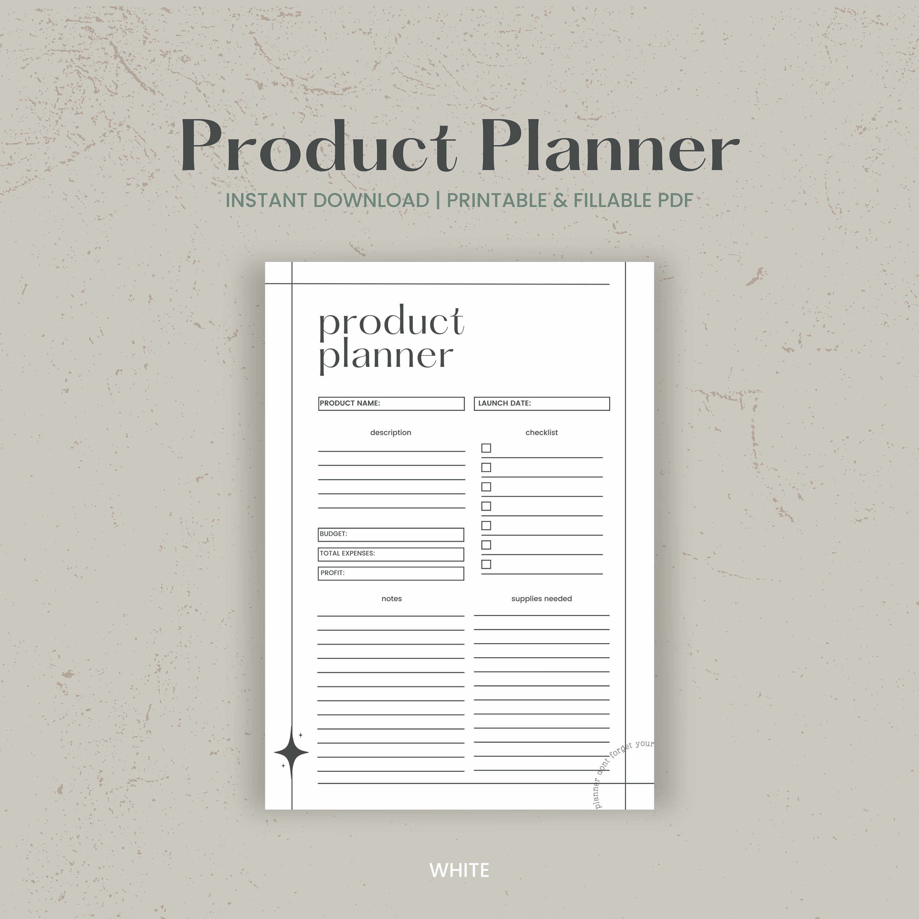 New Product Planner Printable Product Development Product - Etsy