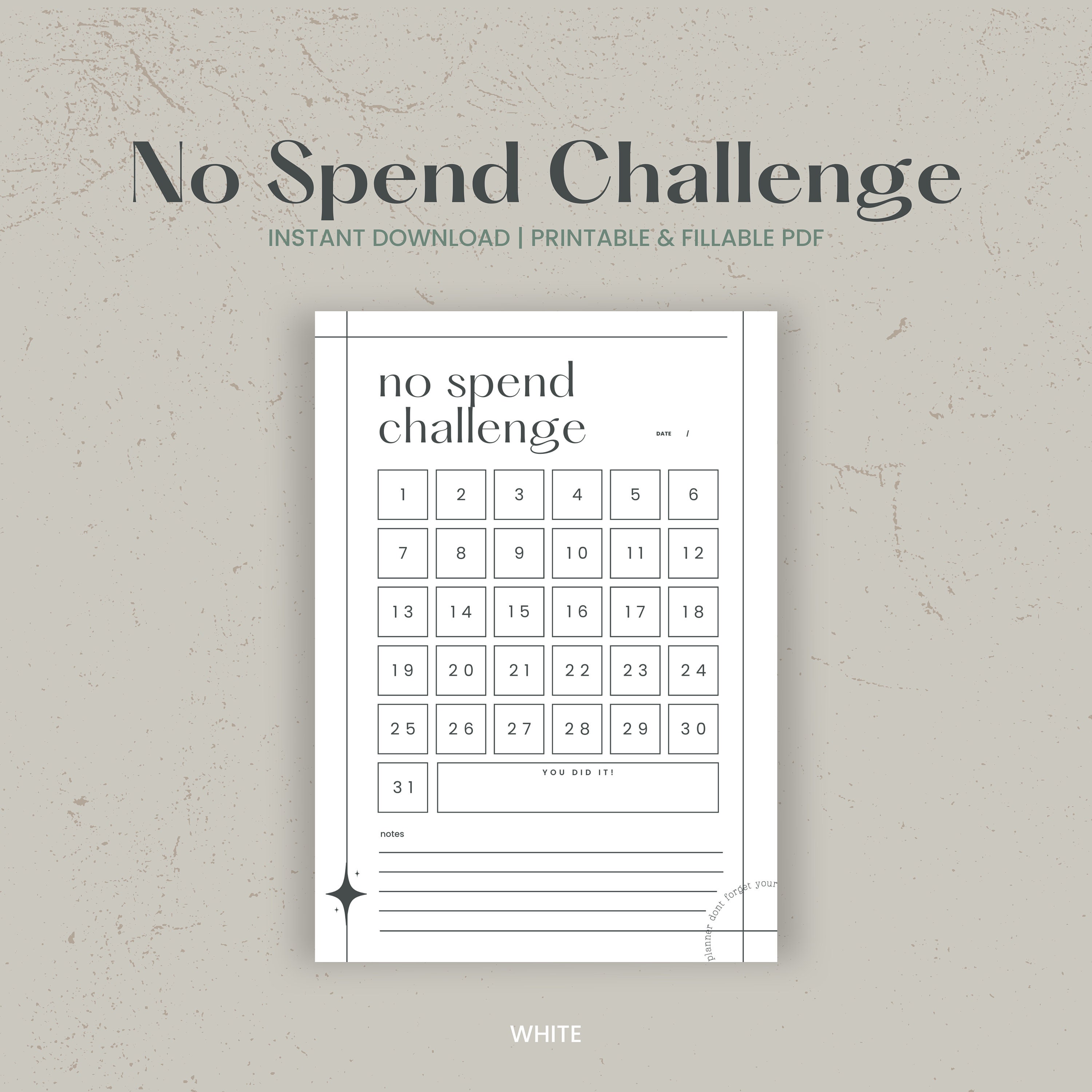 No Spend Challenge Tracker Digital Planner Template for Goodnotes on ...
