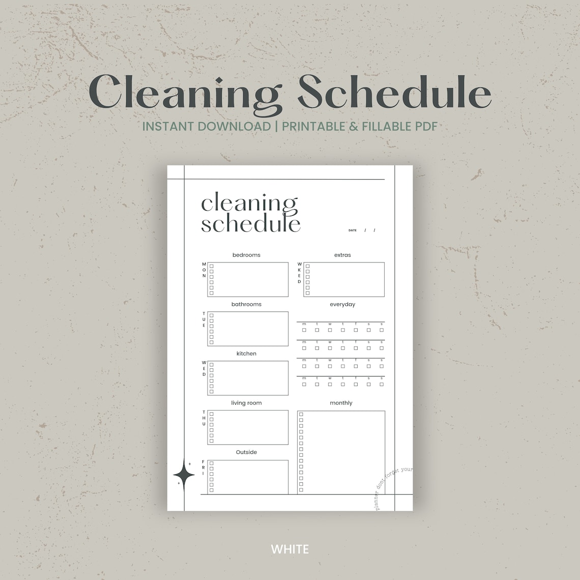 Cleaning Schedule, Cleaning Checklist, Chore Chart Digital Planner ...