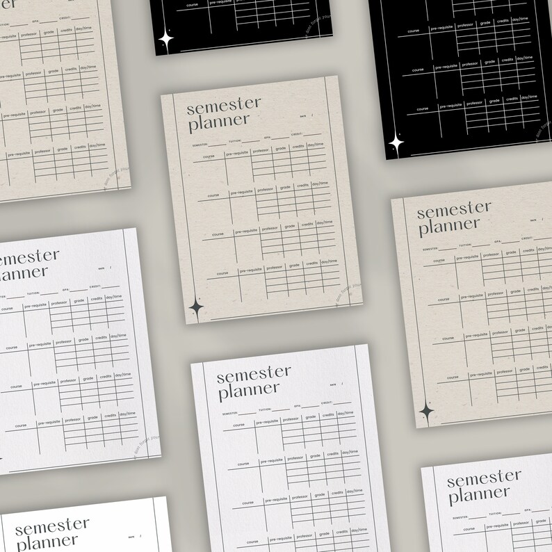 Semester Planner Printable College Semester Planner Study Planner GPA ...