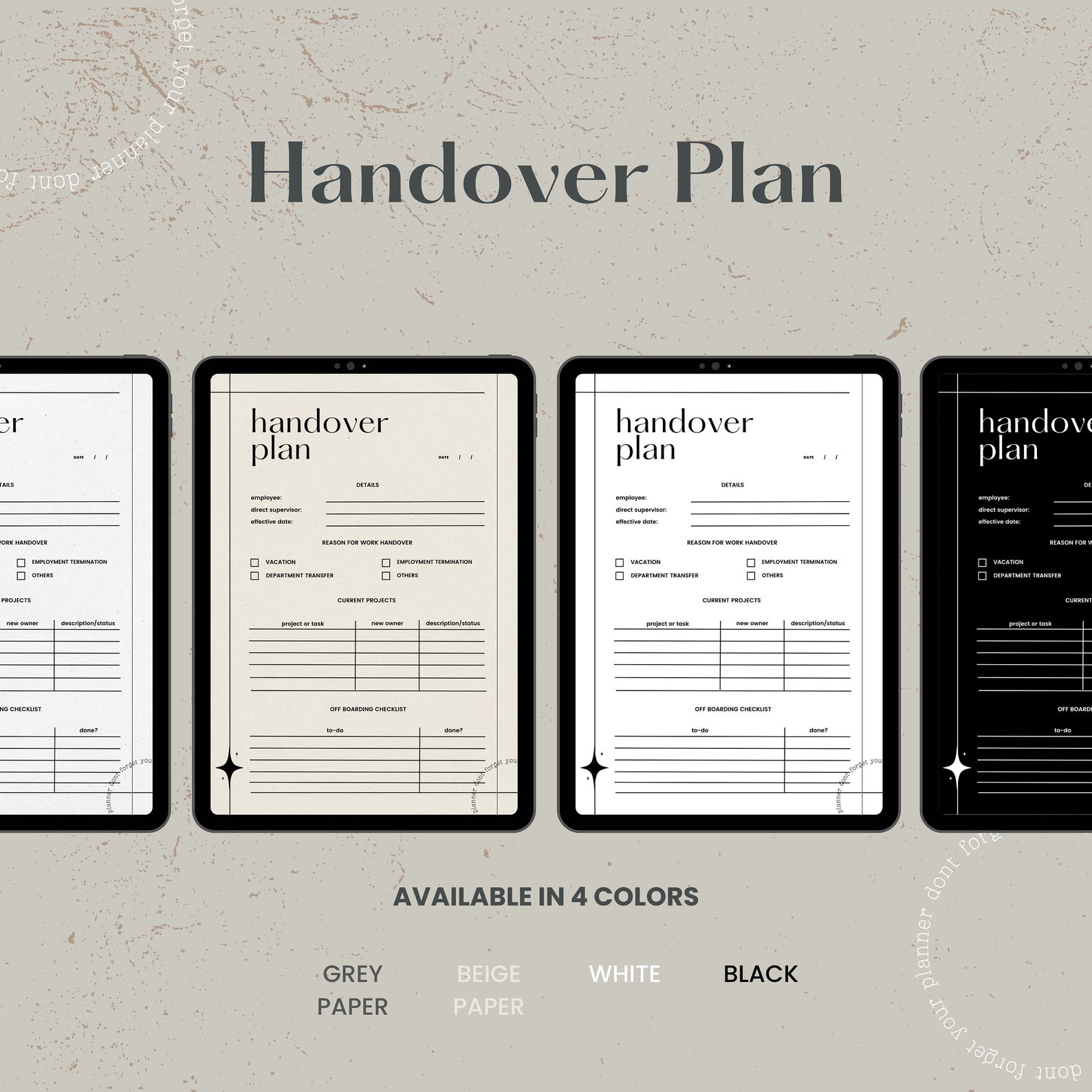 Offboarding Planner, Human Resources, Employee Handover Plan, Printable ...