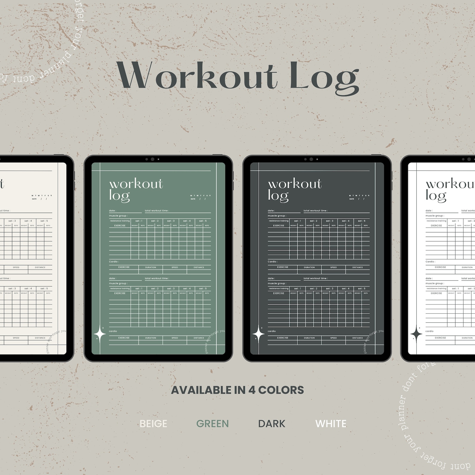 Workout Log Digital Planner, Daily Exercise Log Template for Goodnotes ...