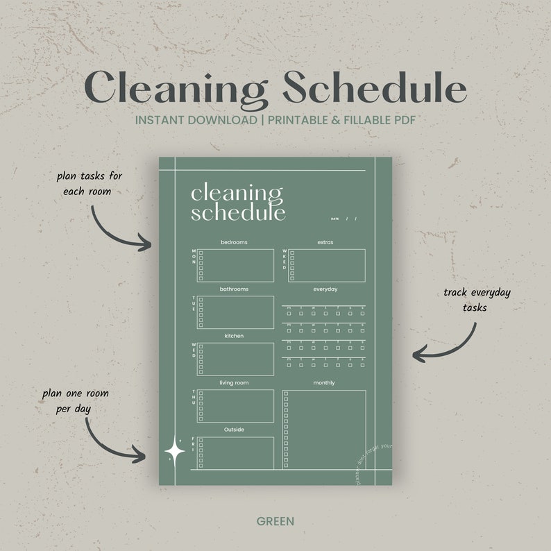 Cleaning Schedule, Cleaning Checklist, Chore Chart Digital Planner ...