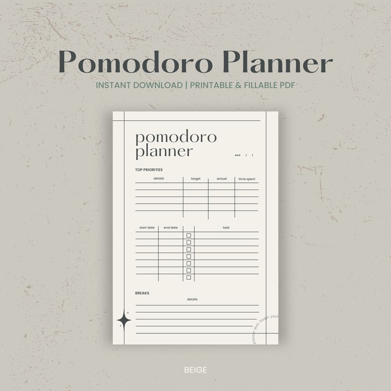 Pomodoro Tracker, Time Blocking, Time Management Digital Planner ...
