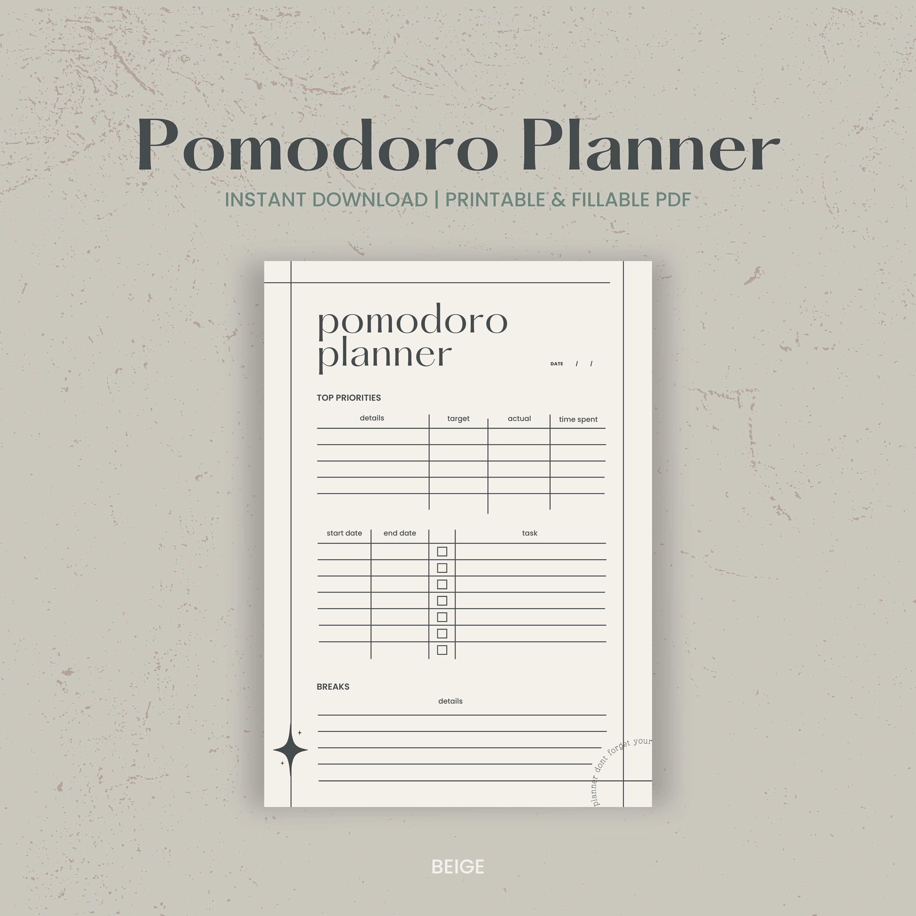 Pomodoro Tracker, Time Blocking, Time Management Digital Planner ...