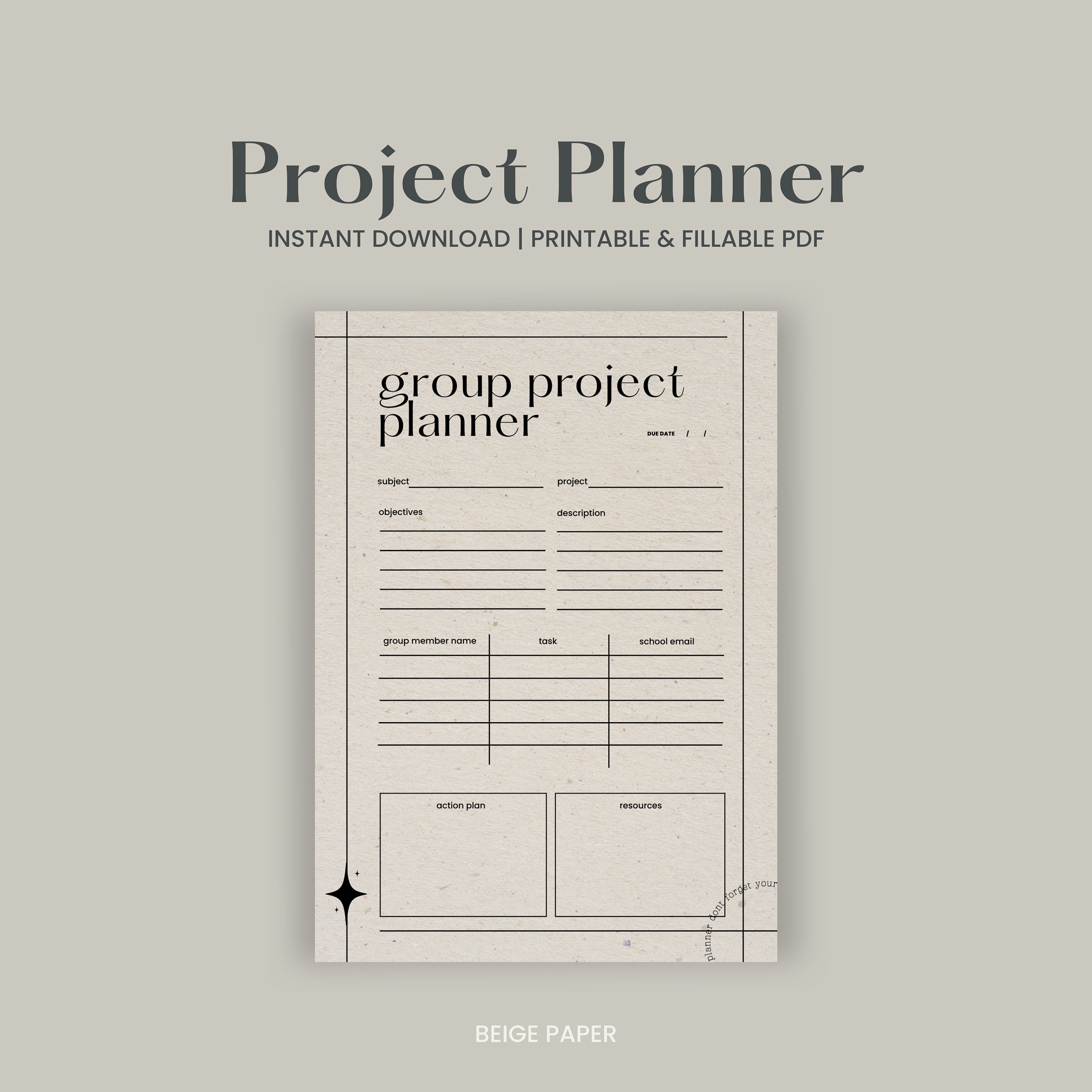 Group Project Planner Printable, Academic Planner, Student Project ...