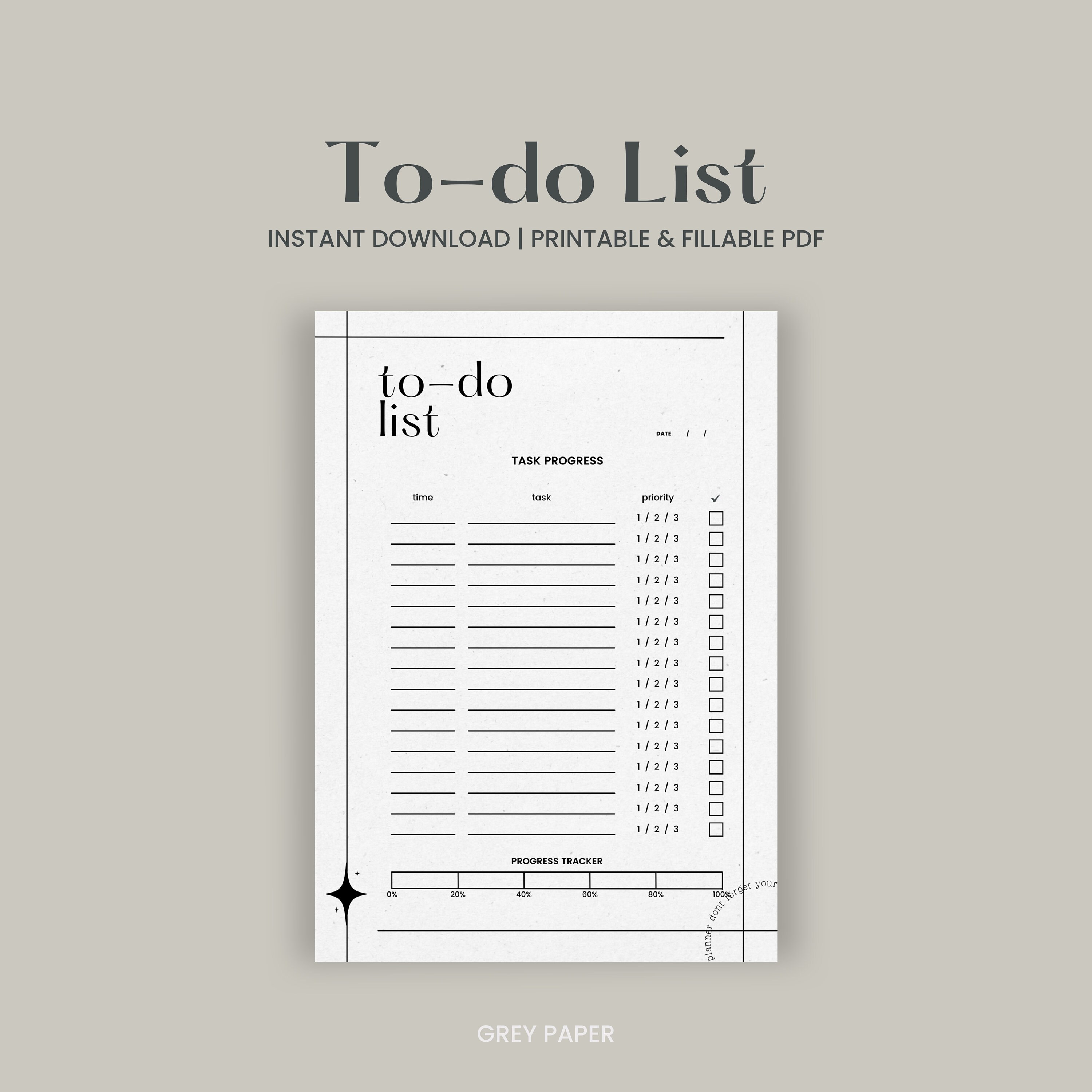 Minimal to Do List Printable I Simple Tasks List Template I - Etsy