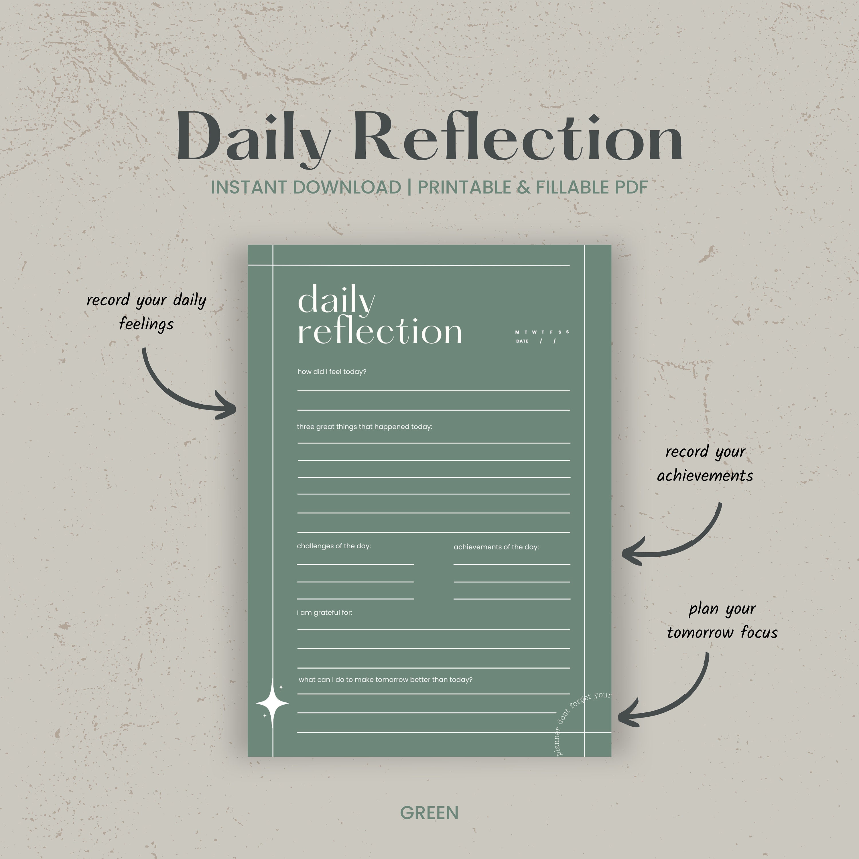 Printable Daily Reflection Digital Daily Reflection Journal | Daily ...