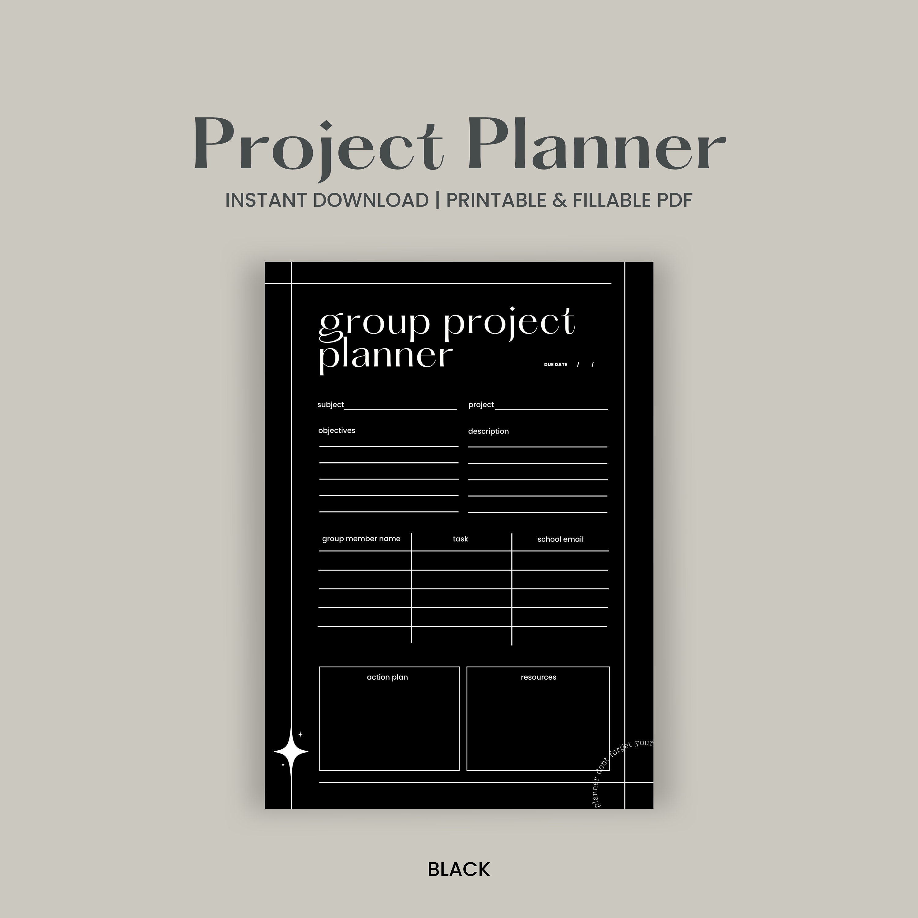 Group Project Planner Printable, Academic Planner, Student Project ...