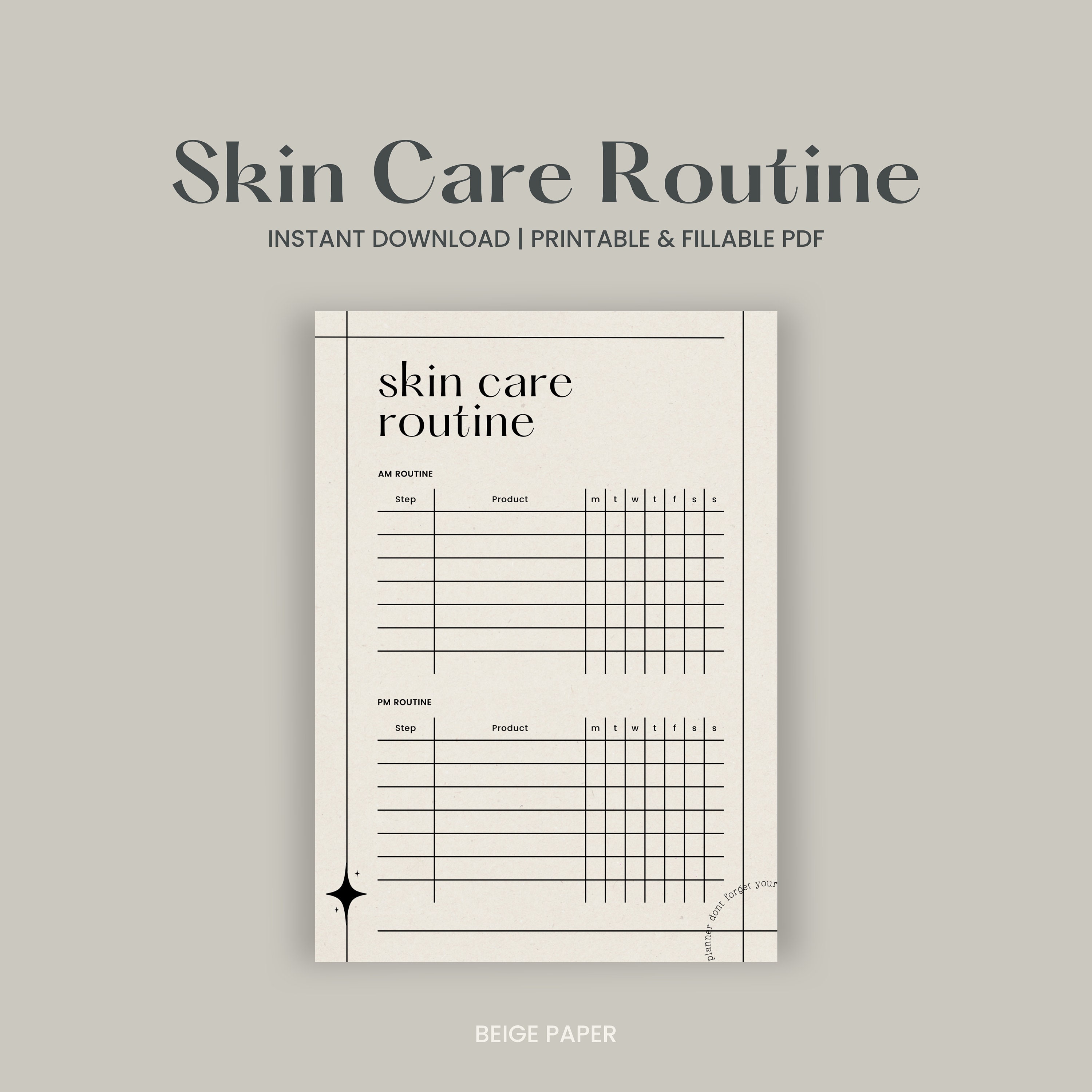 Skincare Routine Planner Printable Beauty Planner Daily Self - Etsy