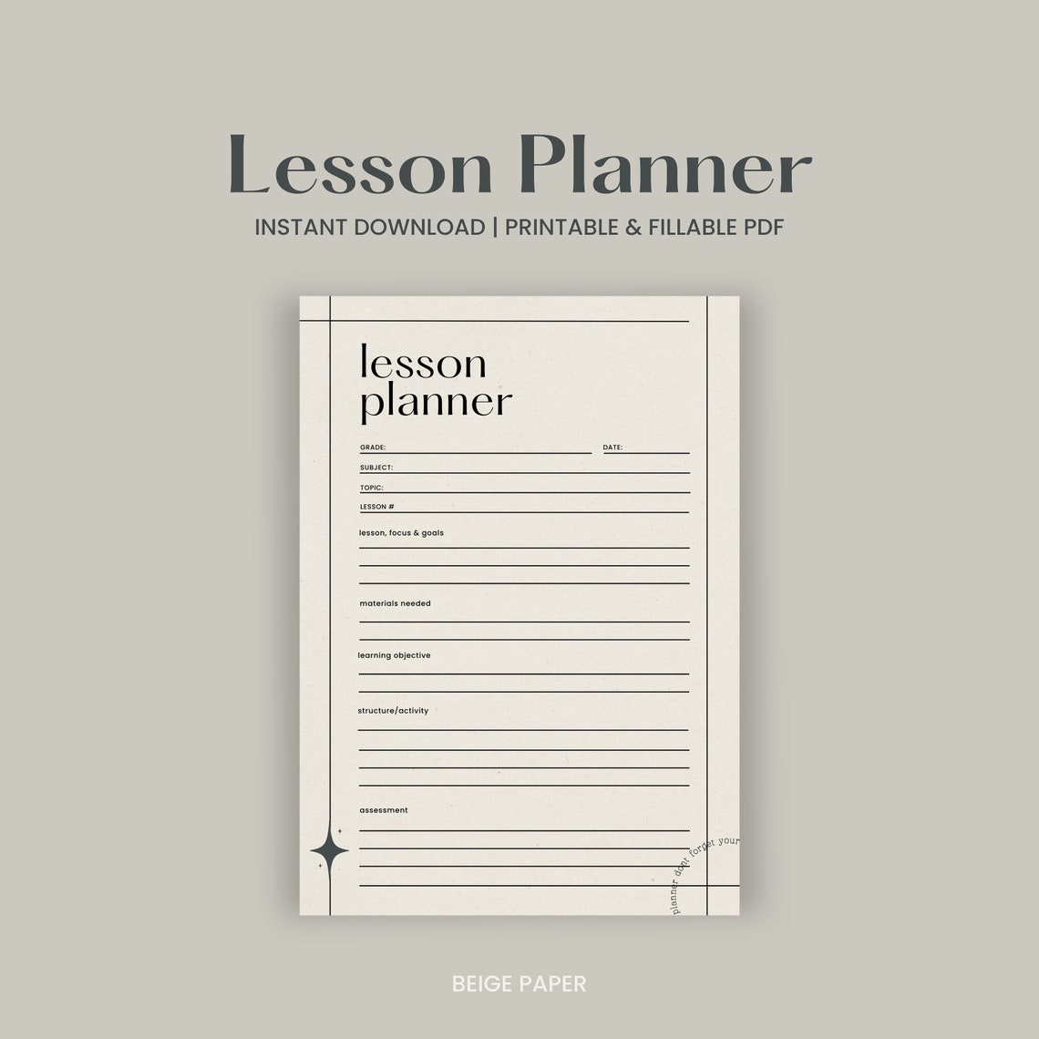 Lesson Plan, Teacher Planner, Class Agenda, Digital Planner Template ...