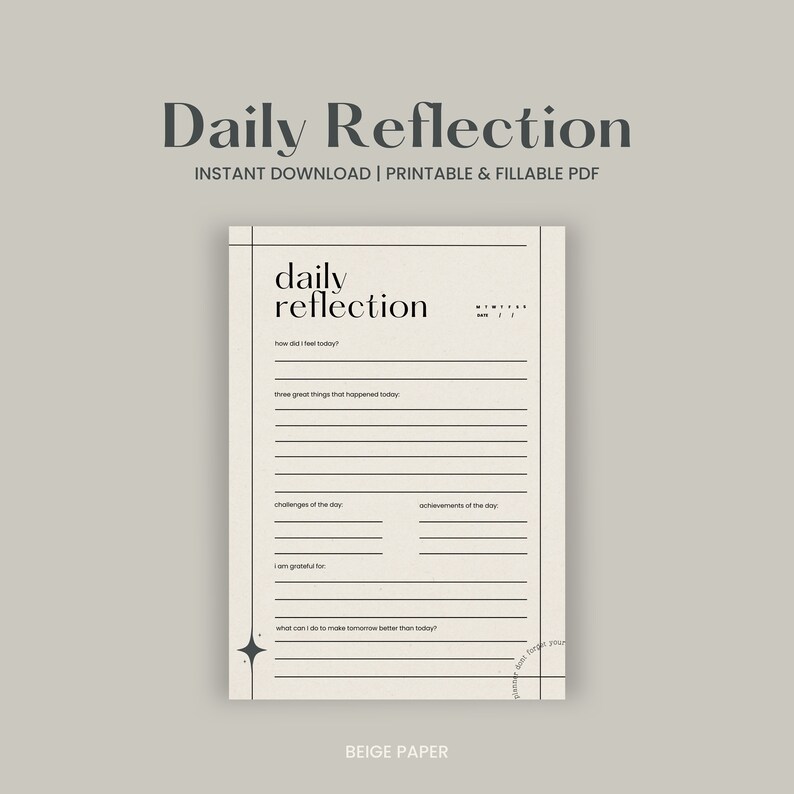 Printable Daily Reflection Digital Daily Reflection Journal | Daily ...