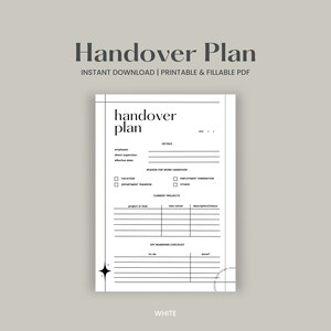 Offboarding Planner, Human Resources, Employee Handover Plan, Printable ...