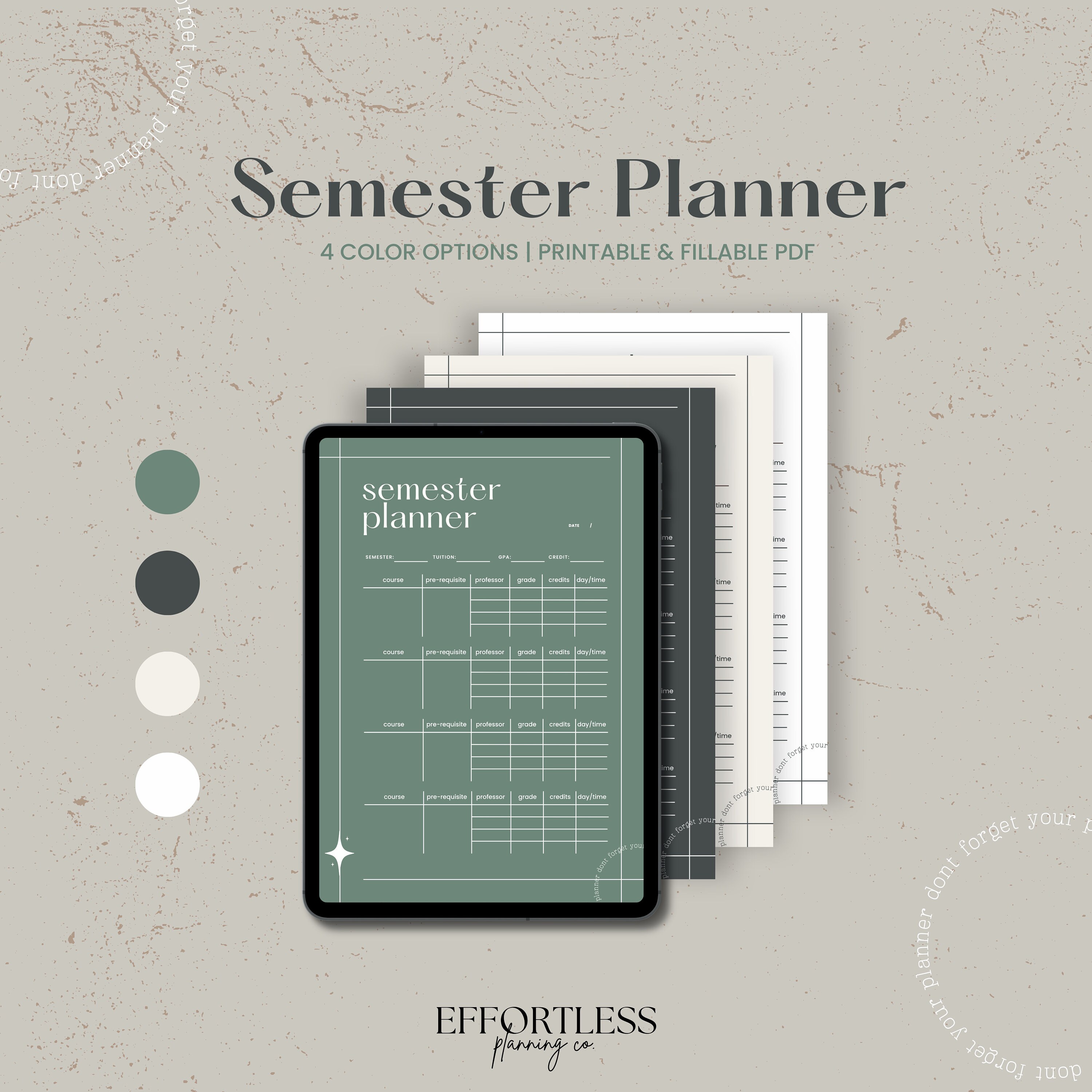 Semester Planner Printable | College Semester Planner | Study Planner ...
