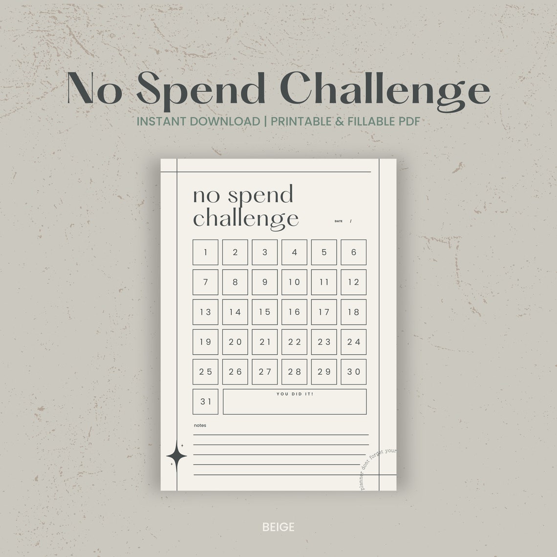 No Spend Challenge Tracker Digital Planner Template for Goodnotes on ...