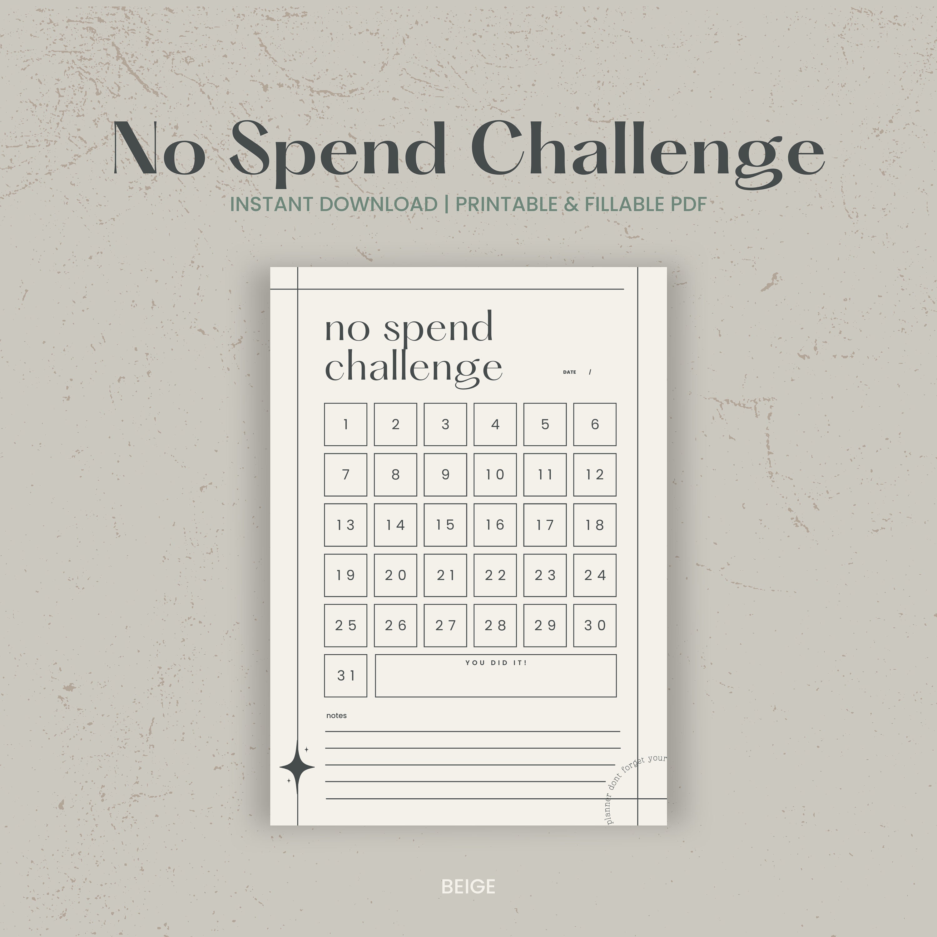 No Spend Challenge Tracker Digital Planner Template for Goodnotes on ...