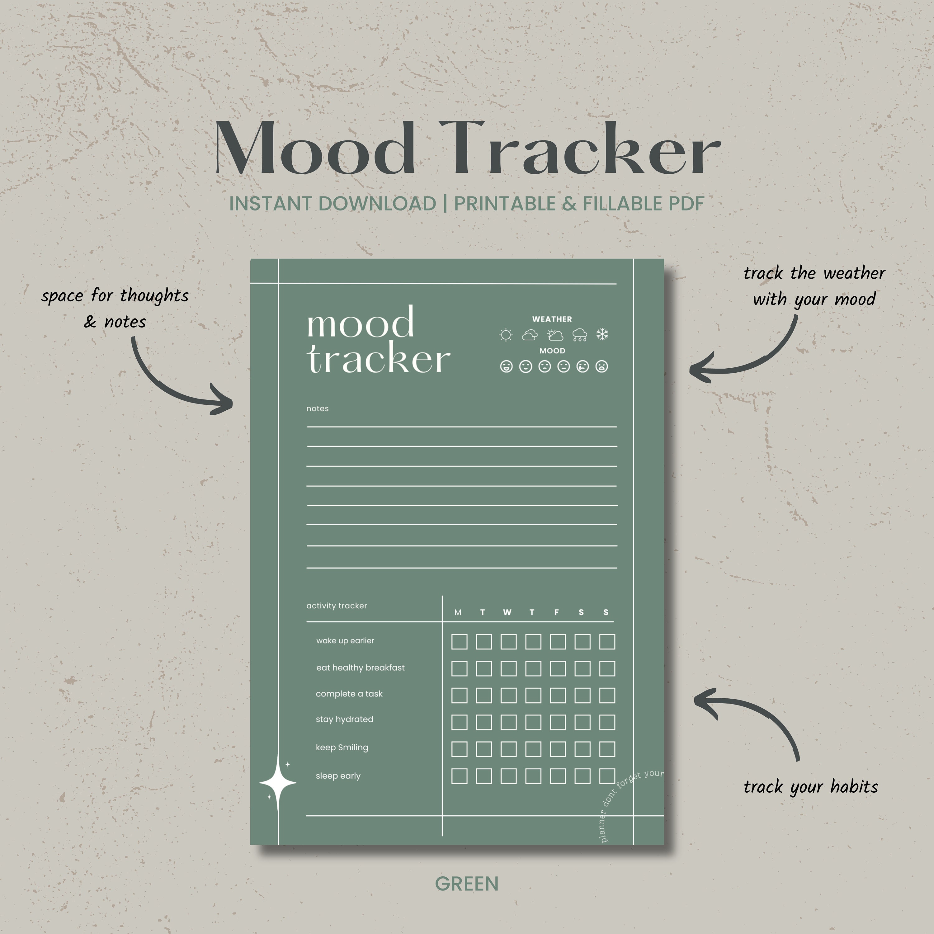 Daily Mood Tracker Printable Mood Track Emotion Tracker - Etsy