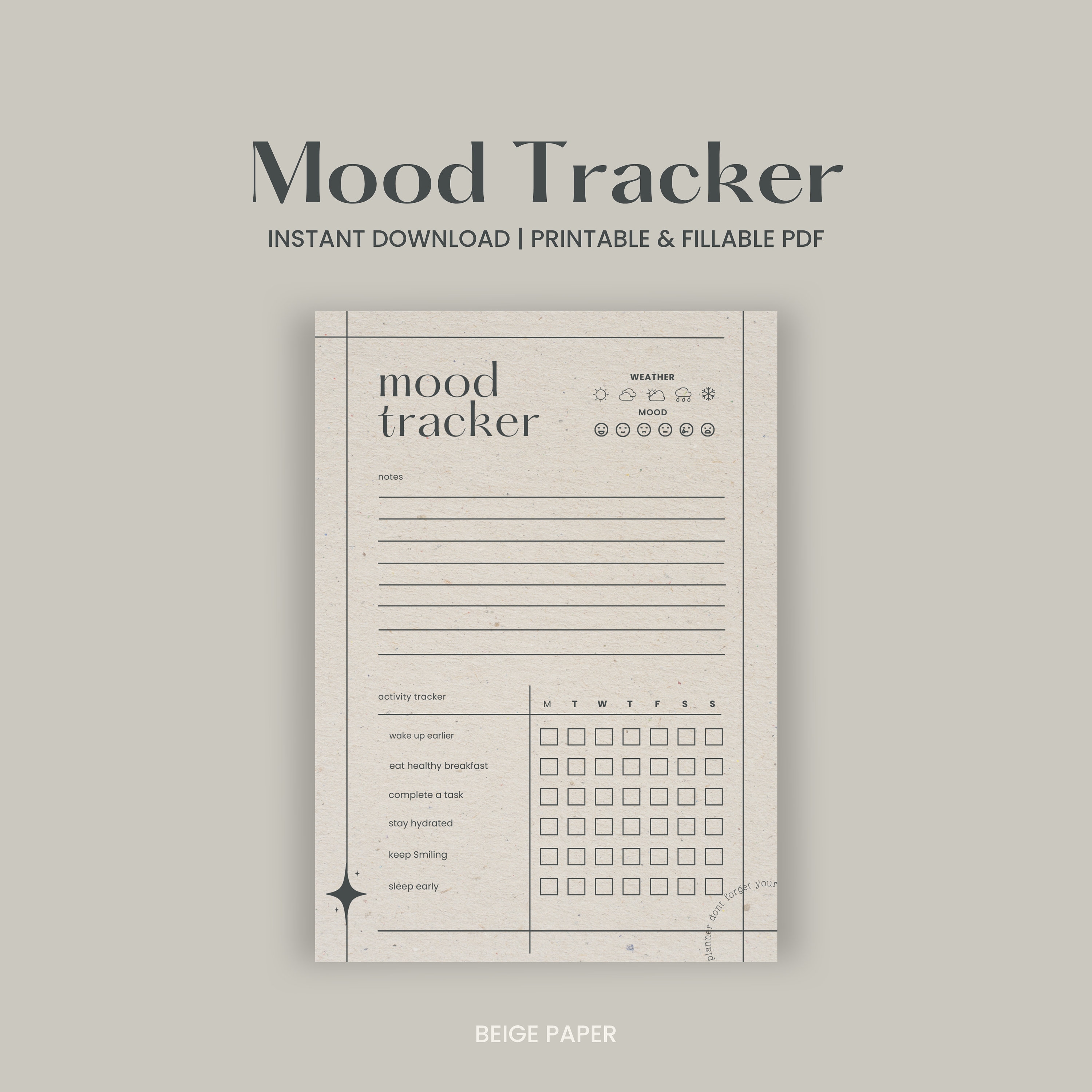 Daily Mood Tracker Printable Mood Track Emotion Tracker - Etsy