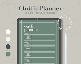 Outfit Planner Wardrobe Planner Digital and Printable Templates Capsule ...