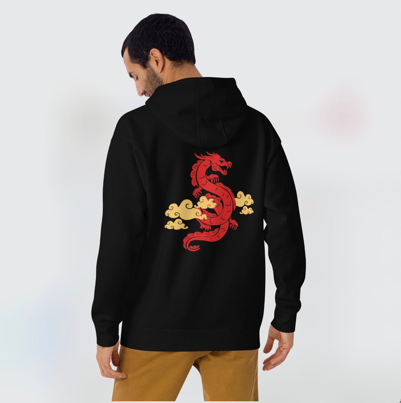 Chinese Dragon Men's Hoodie - Mystical Dragon Graphic Sweatshirt, Asian ...
